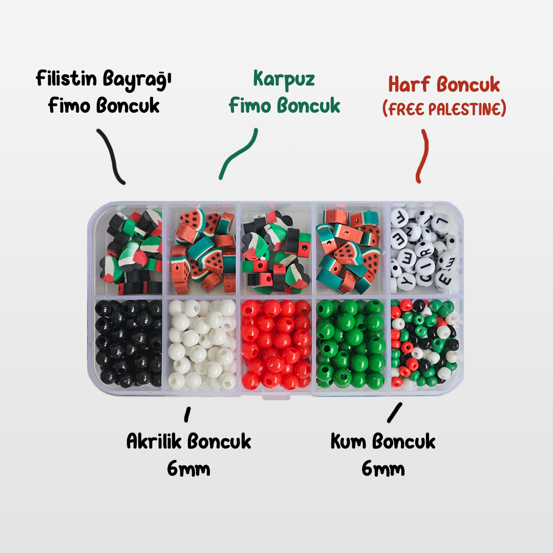 Filistin Bayrağı Figürlü Boncuk Takı Seti | Kufi Design